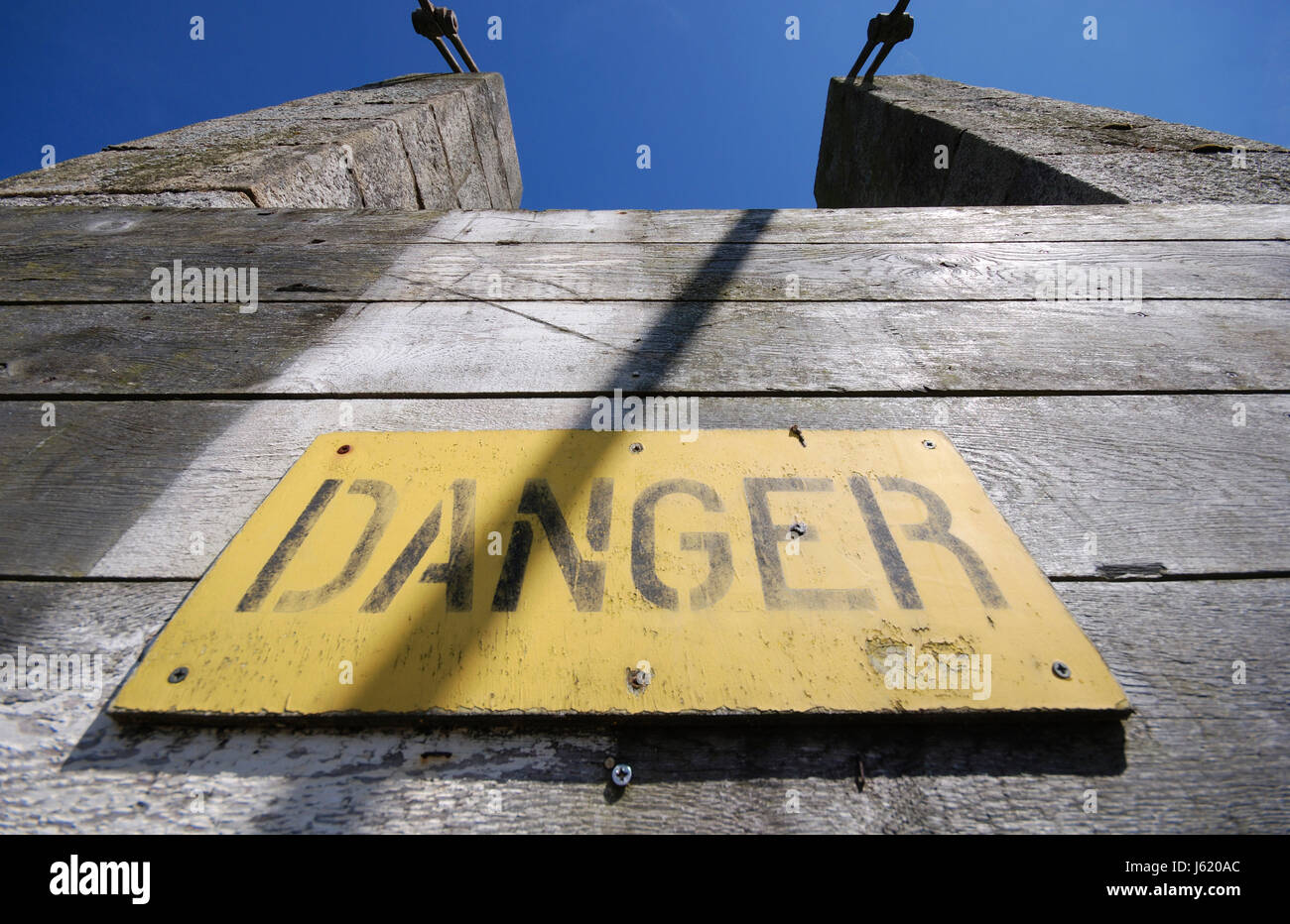 worms eye danger bridge inaccessible ban firmament sky sign signal blue ...