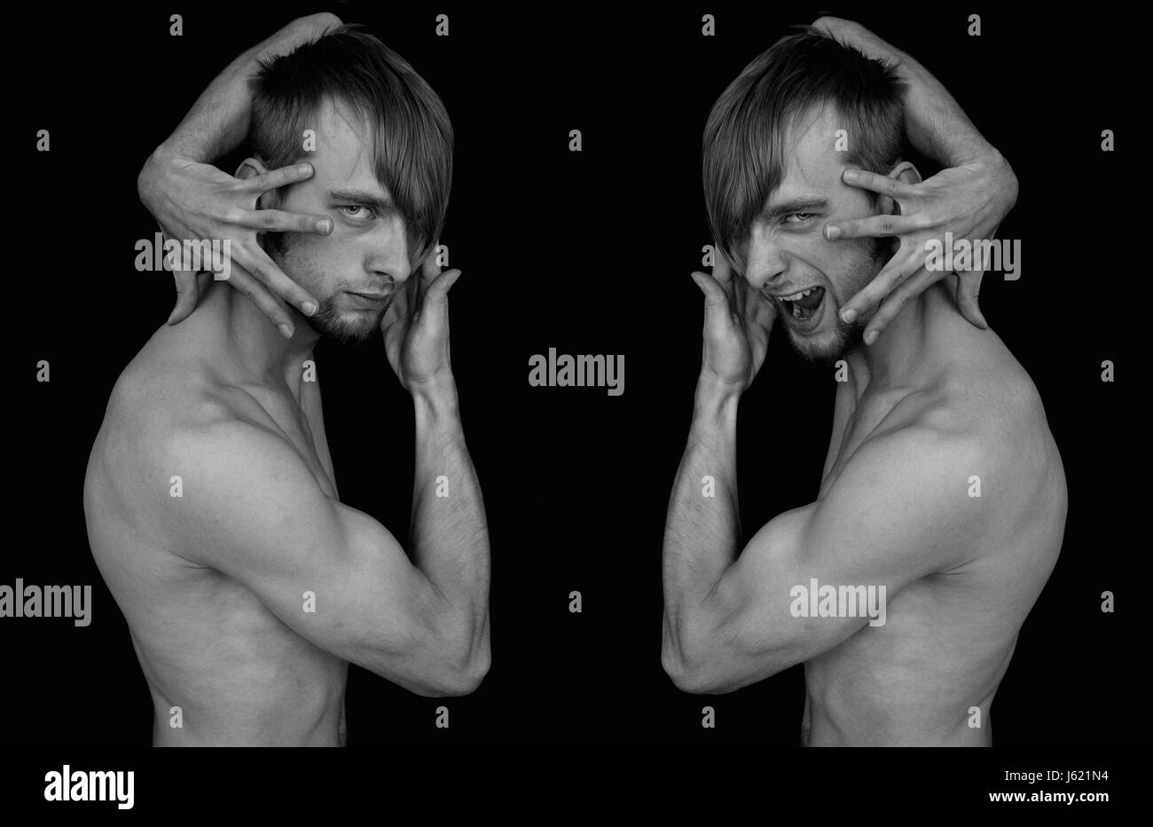 portrait bw gesturing mimic art collage man pose portrait bw gesturing ...