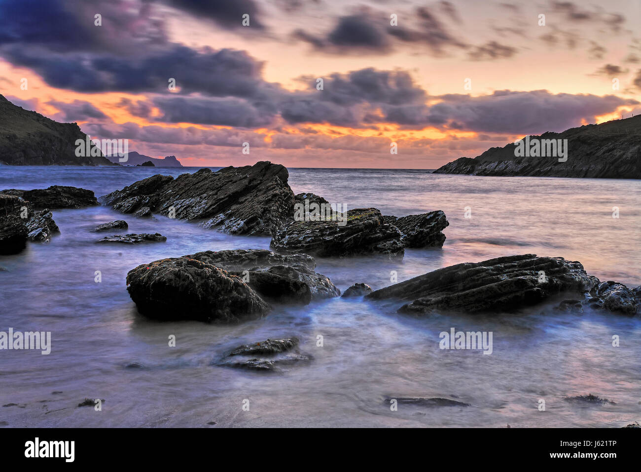 ireland landscape scenery countryside nature boulders rocks sunset ...