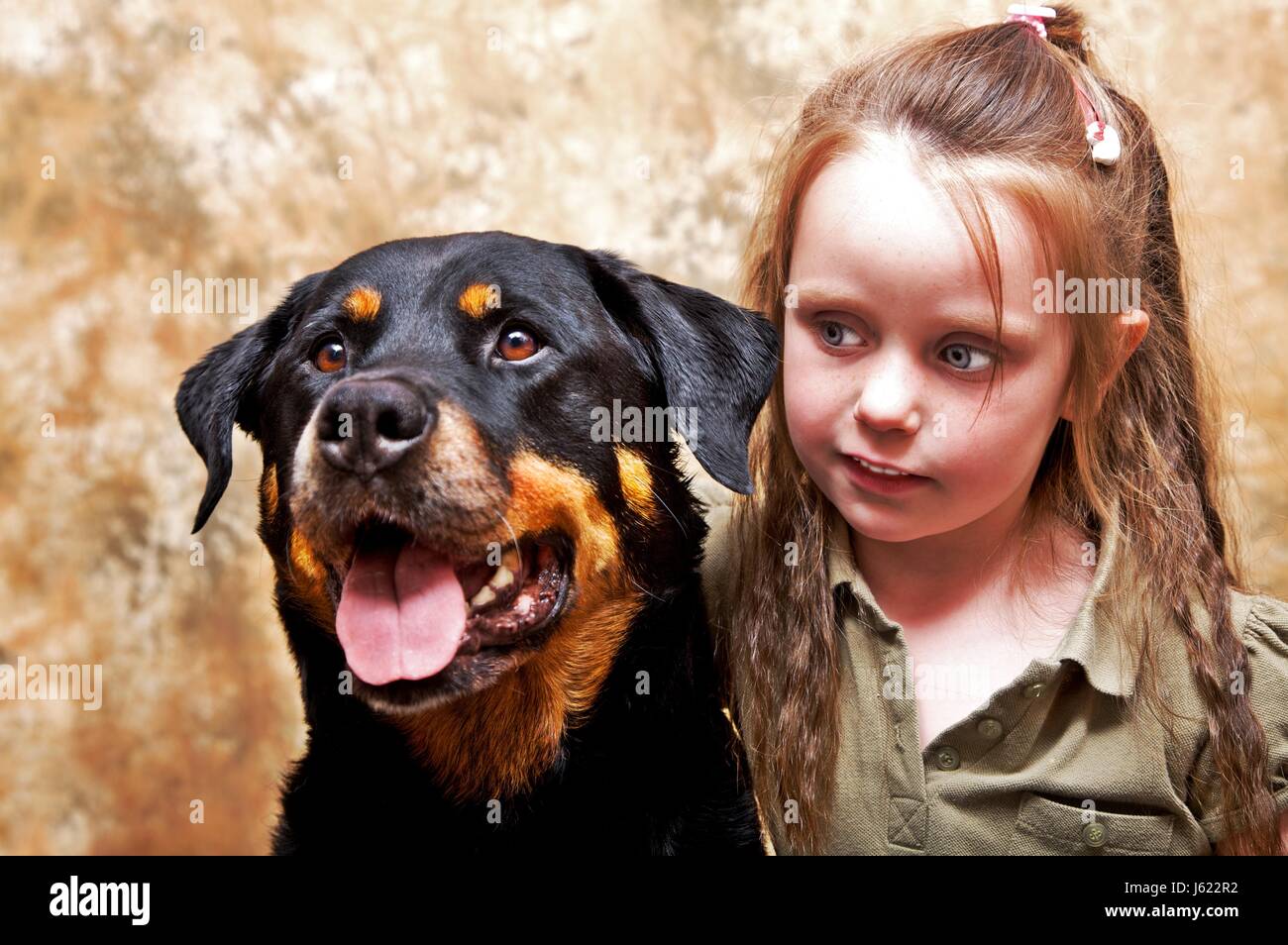 dog rottweiler child girl girls eyes hairs skin dog sight view outlook ...
