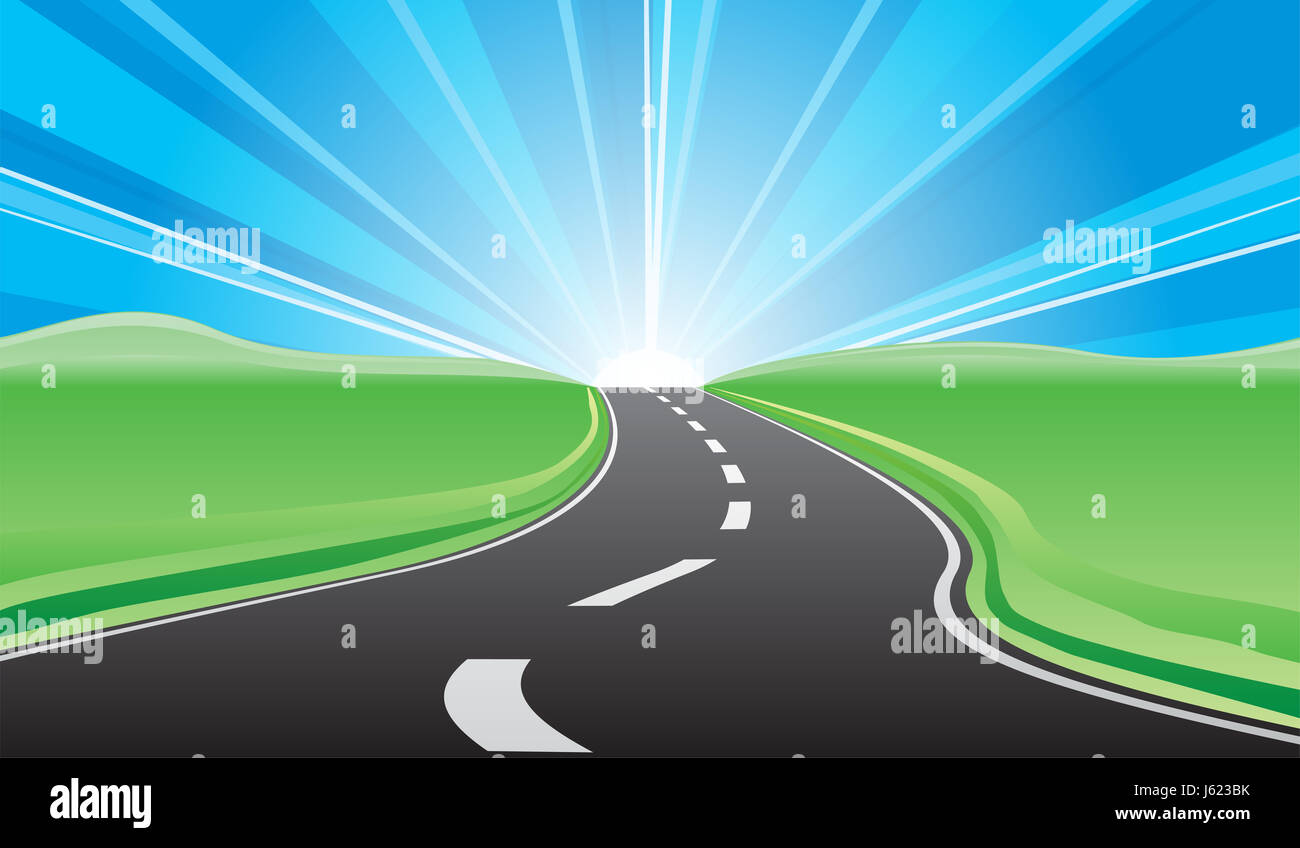 travel sunrise motorway highway landscape scenery countryside nature ...