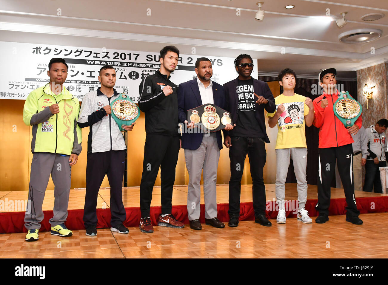 Tokyo, Japan. 18th May, 2017. (L-R) Daigo Higa, Juan Hernandez, Ryota ...