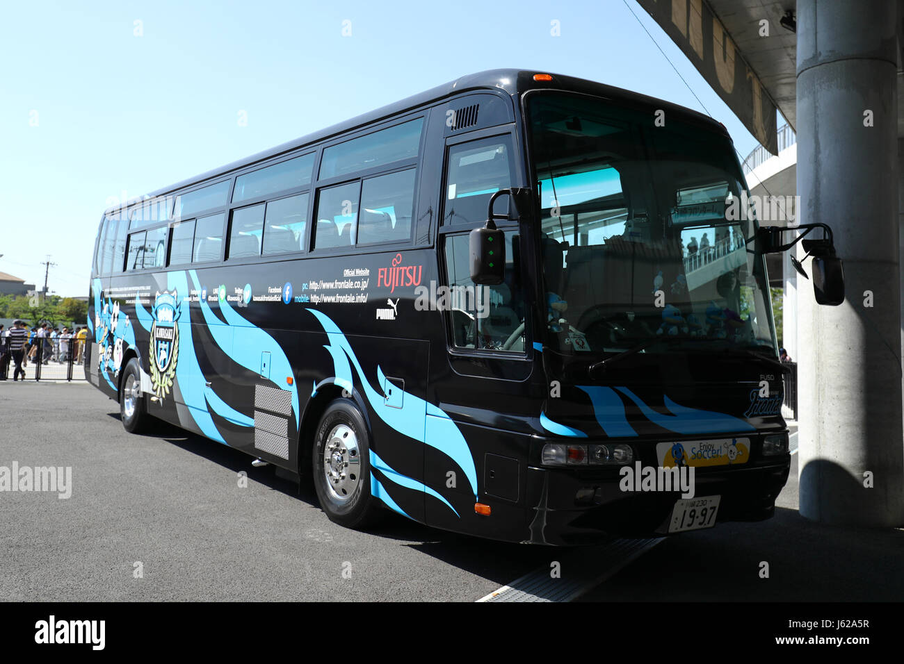 Kanagawa, Japan. 5th May, 2017. Kawasaki Frontale team bus Football ...