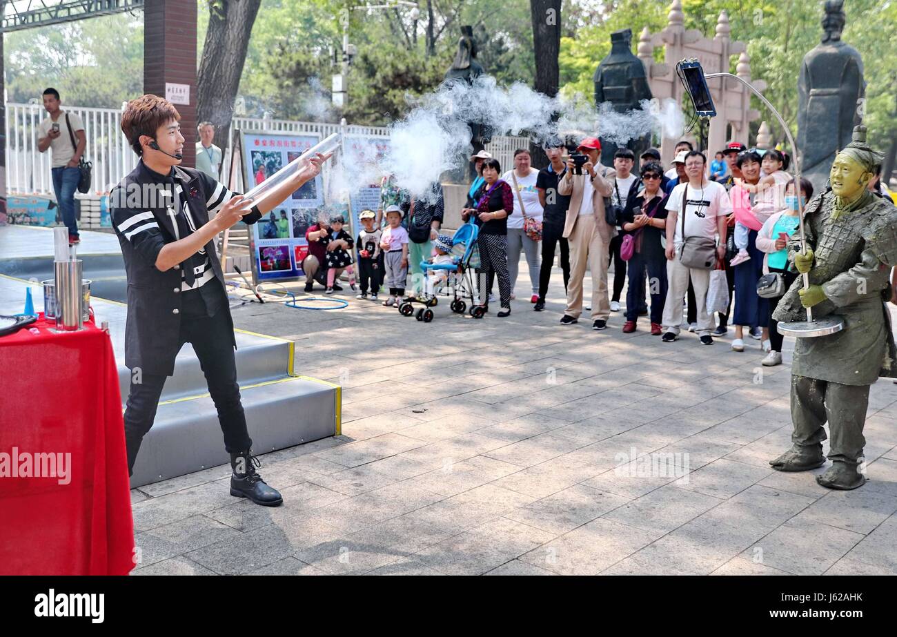 Qinhuangdao, China. 19th May, 2017. Chen Yuhao performs 'Bubble Show ...