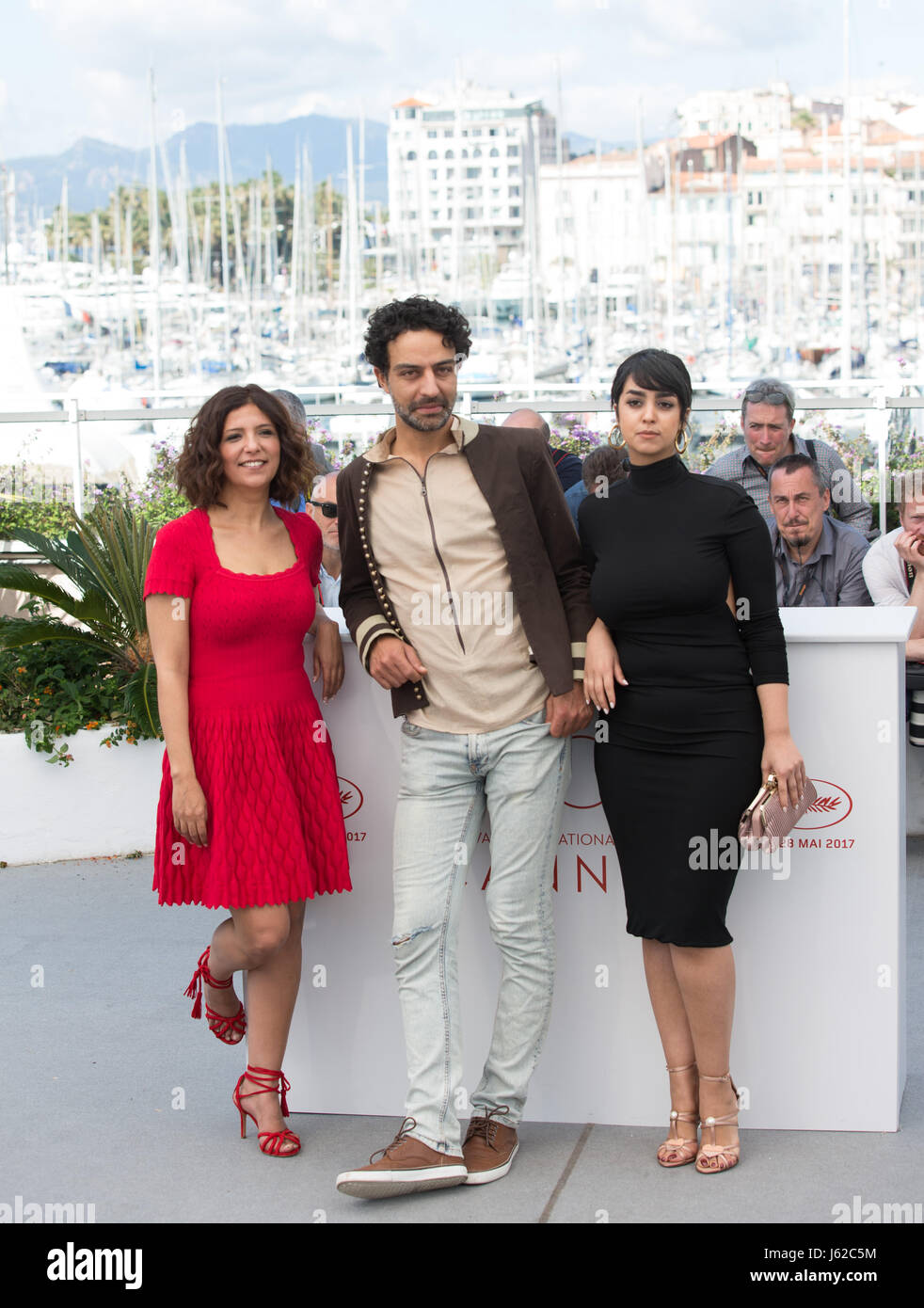 Cannes, France. 19th May, 2017. Director Kaouther Ben Hania (L), actor ...