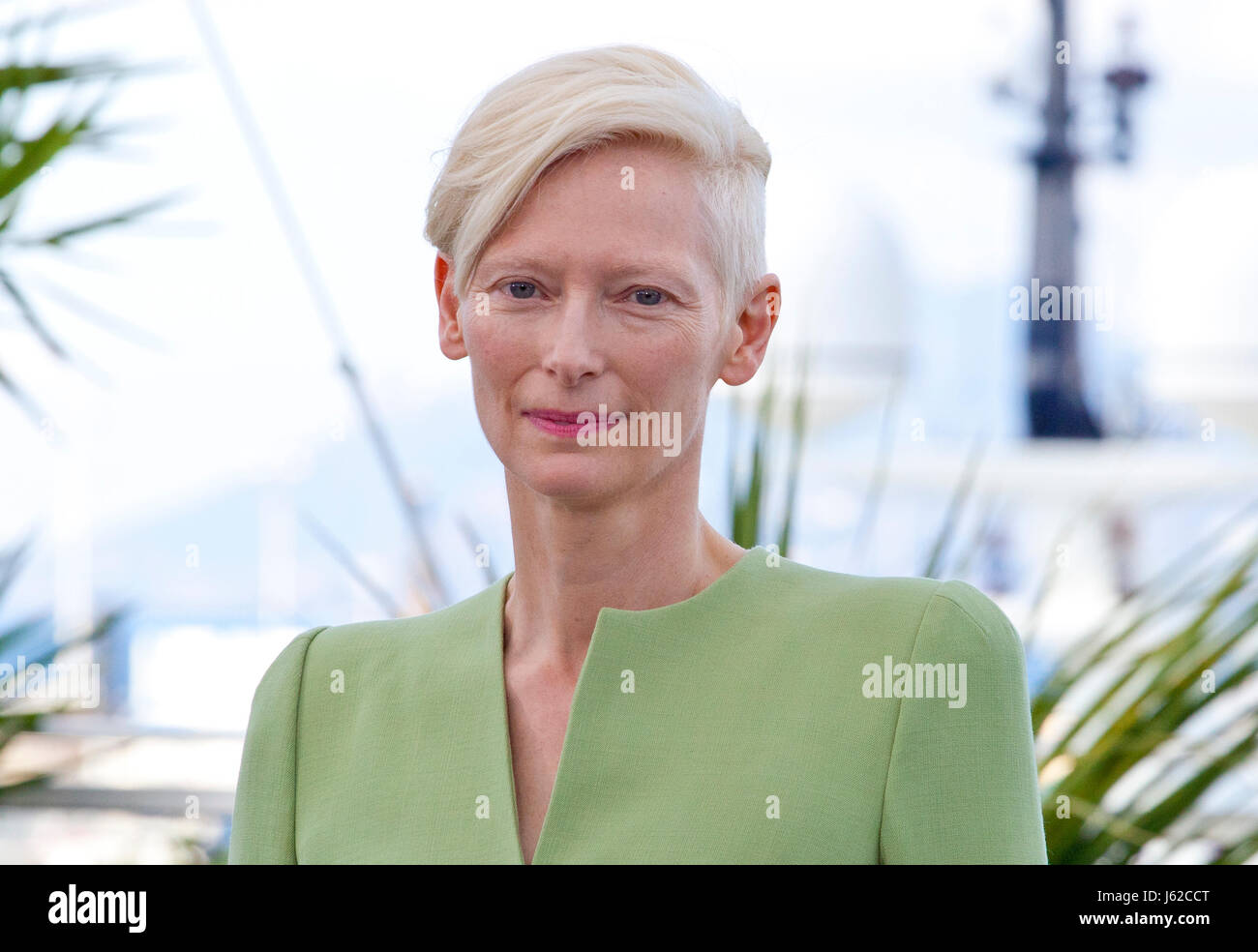 Cannes, France. 19th May, 2017. Actress Tilda Swinton at the Okja film ...