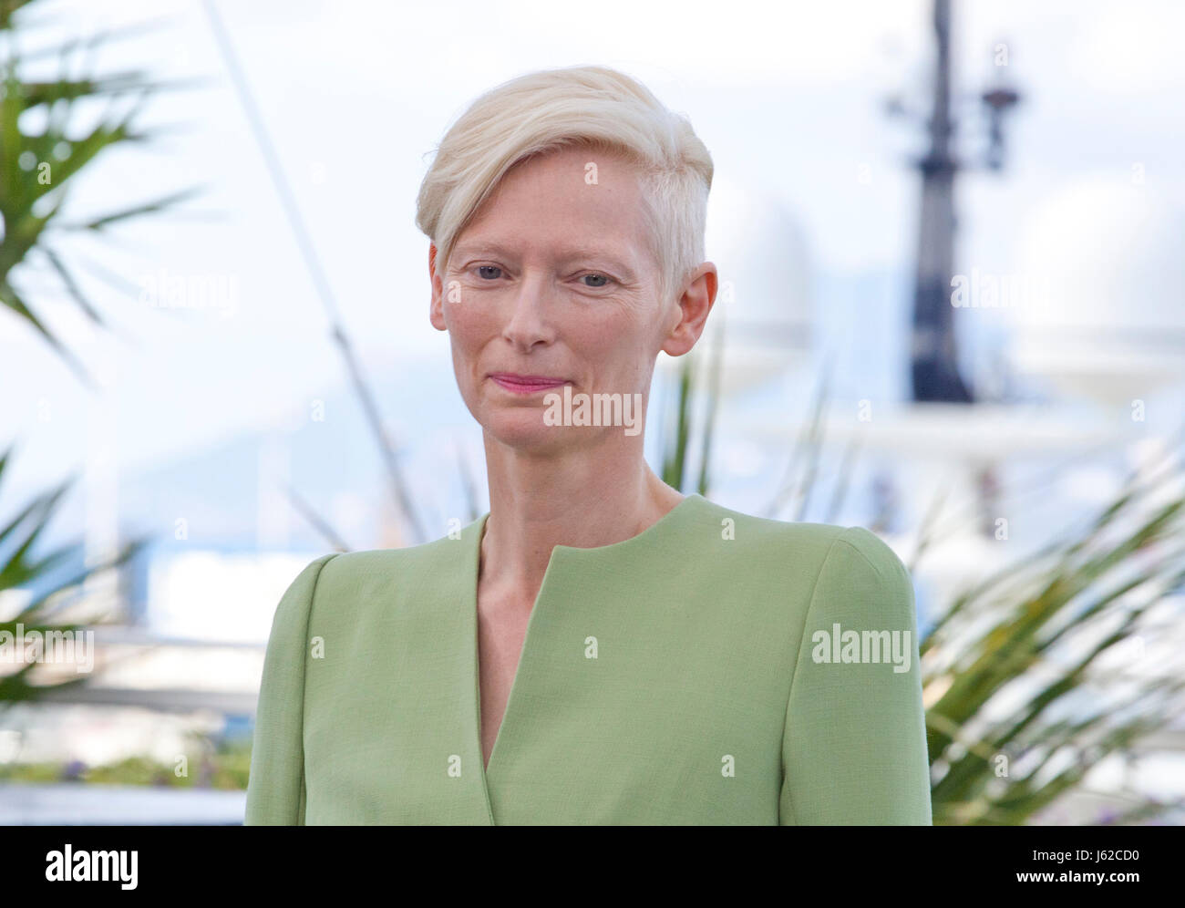 Cannes, France. 19th May, 2017. Actress Tilda Swinton at the Okja film ...