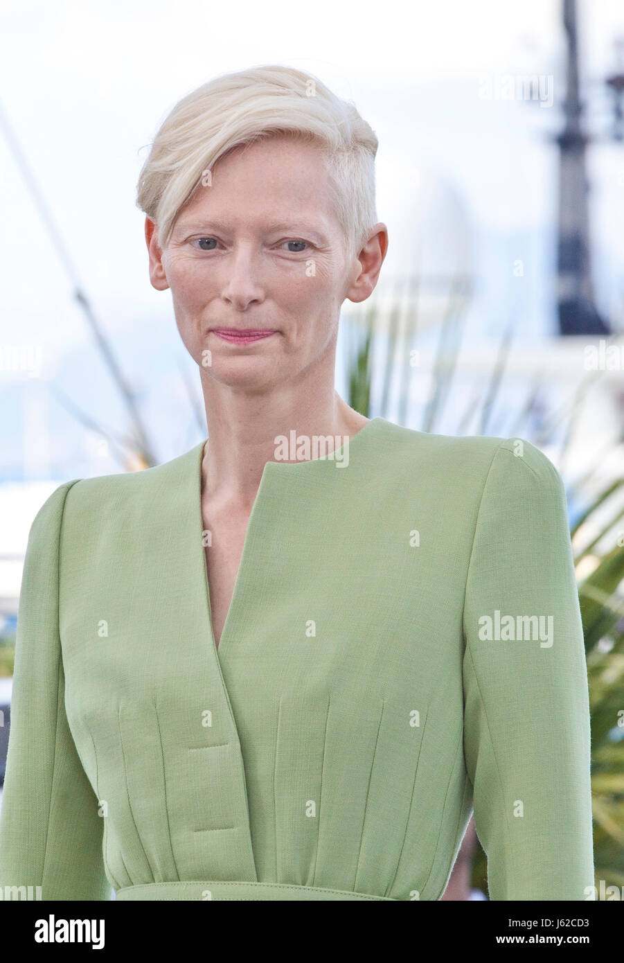 Cannes, France. 19th May, 2017. Actress Tilda Swinton at the Okja film ...