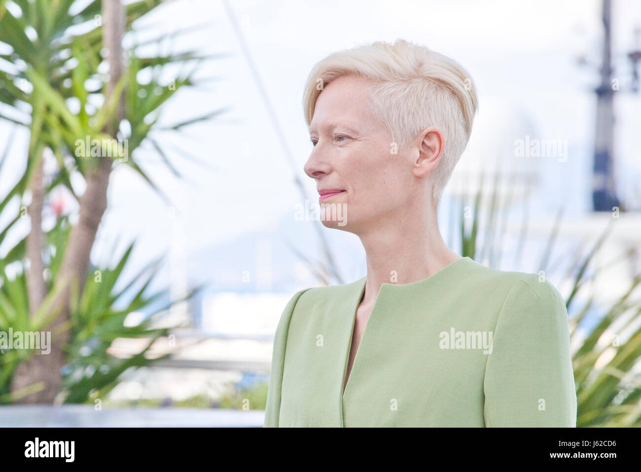 Cannes, France. 19th May, 2017. Actress Tilda Swinton at the Okja film ...