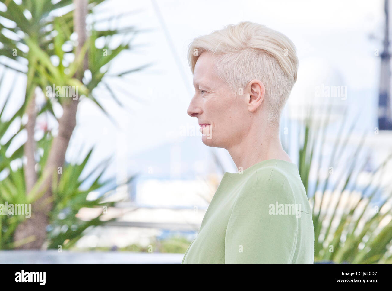 Cannes, France. 19th May, 2017. Actress Tilda Swinton at the Okja film ...