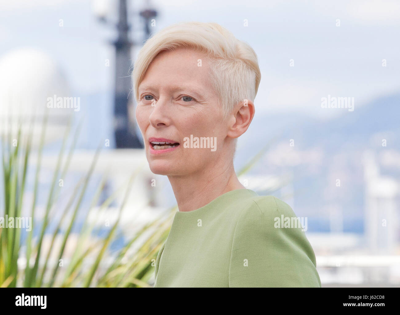 Cannes, France. 19th May, 2017. Actress Tilda Swinton at the Okja film ...