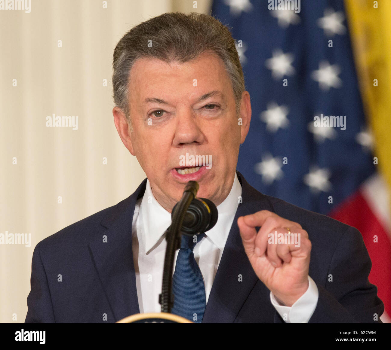 President Juan Manuel Santos of Colombia participates in a joint news ...