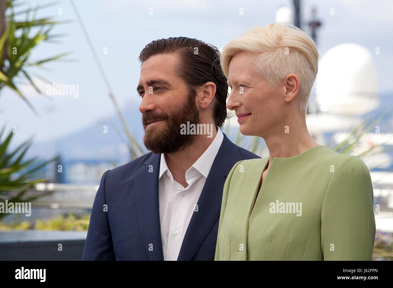 Cannes, France. 19th May, 2017. Actress Tilda Swinton and actor Jake ...