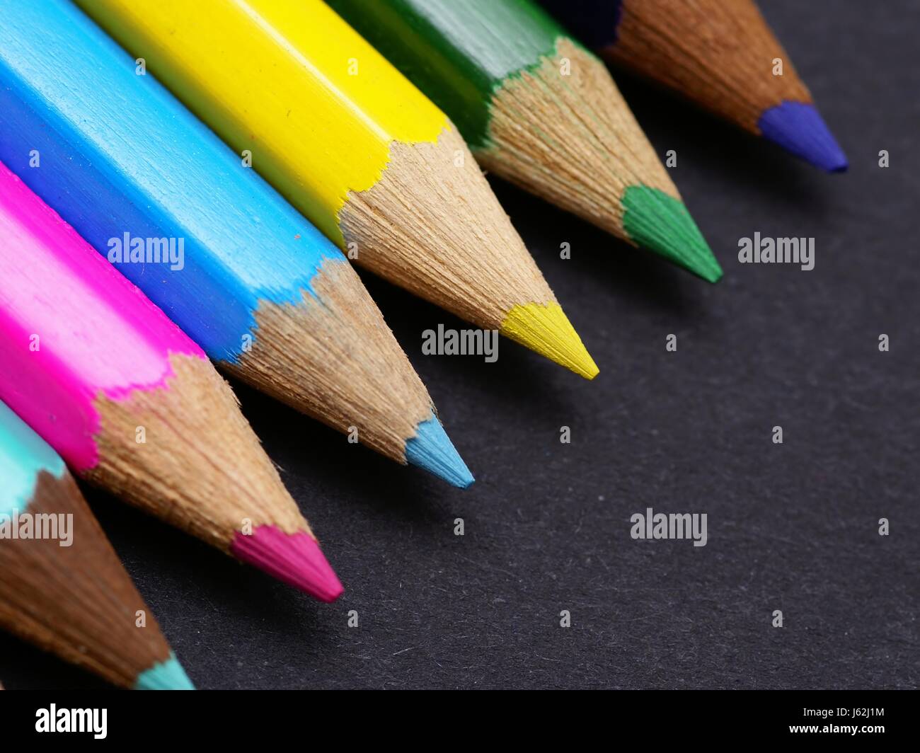 tip colored point crayon pen style pencil blue some several a few green ...