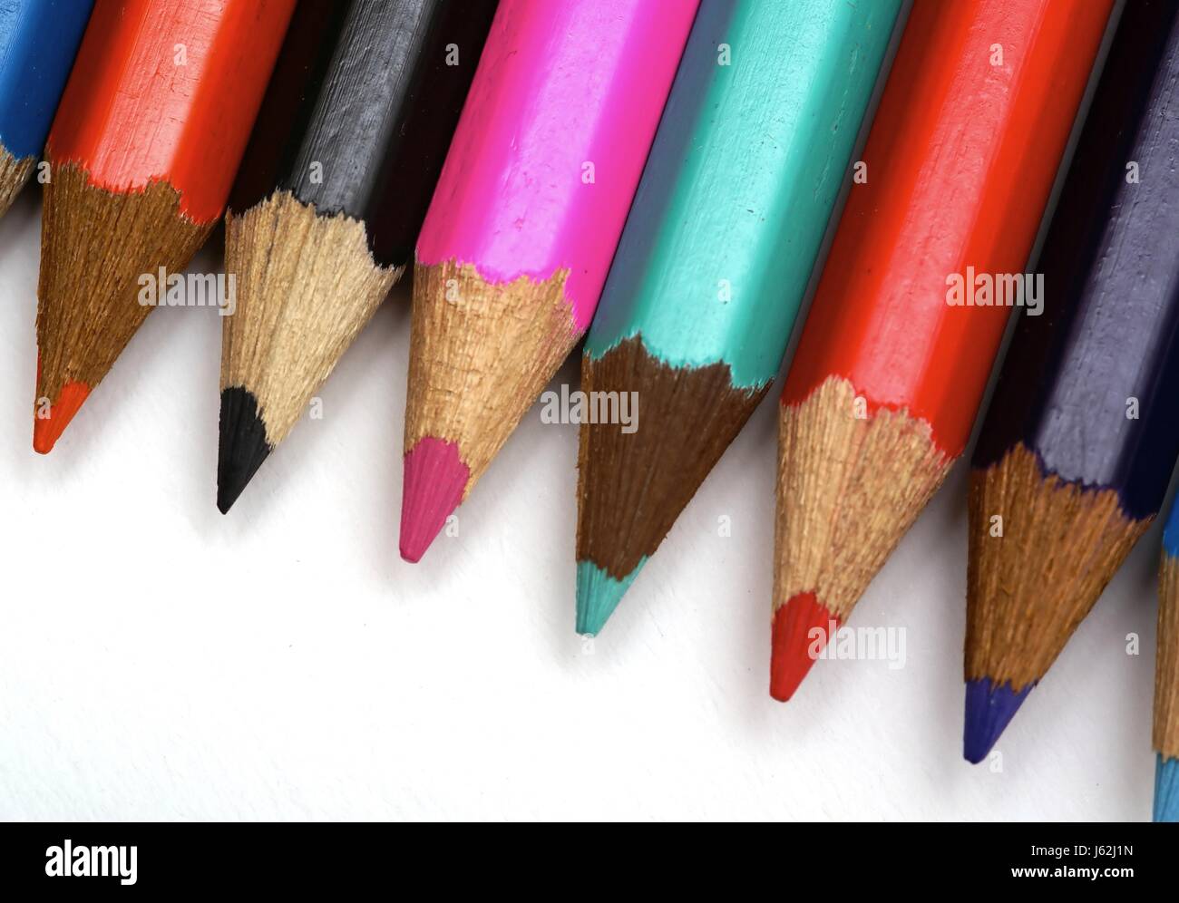 tip colored point crayon pen style pencil blue some several a few green ...