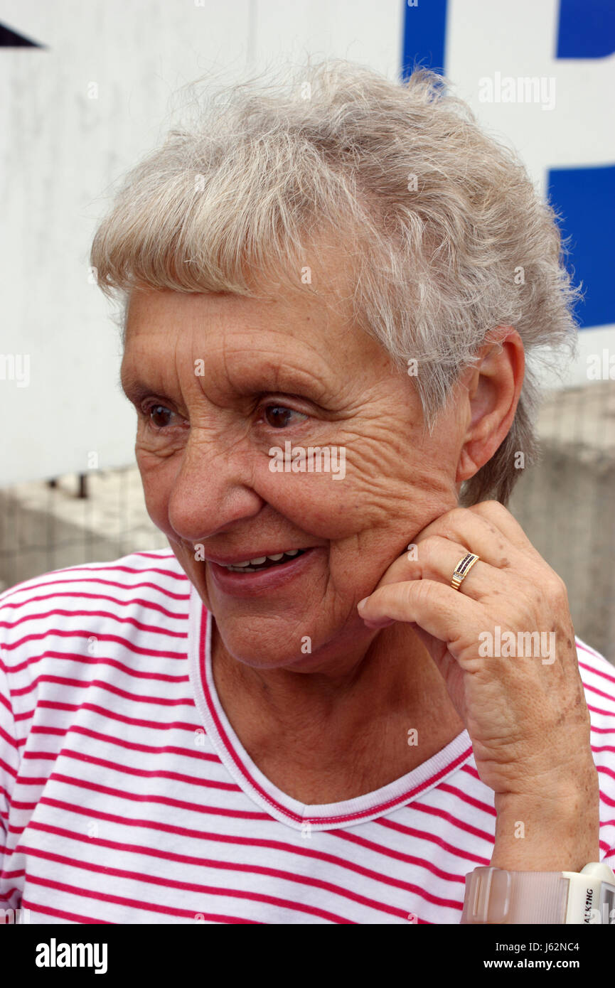 woman portrait granny old woman laugh laughs laughing twit giggle smile ...