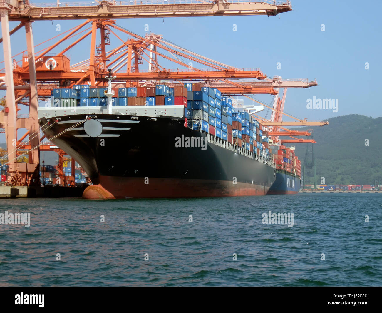 asia container ship harbor harbours korea cargo ship container ...