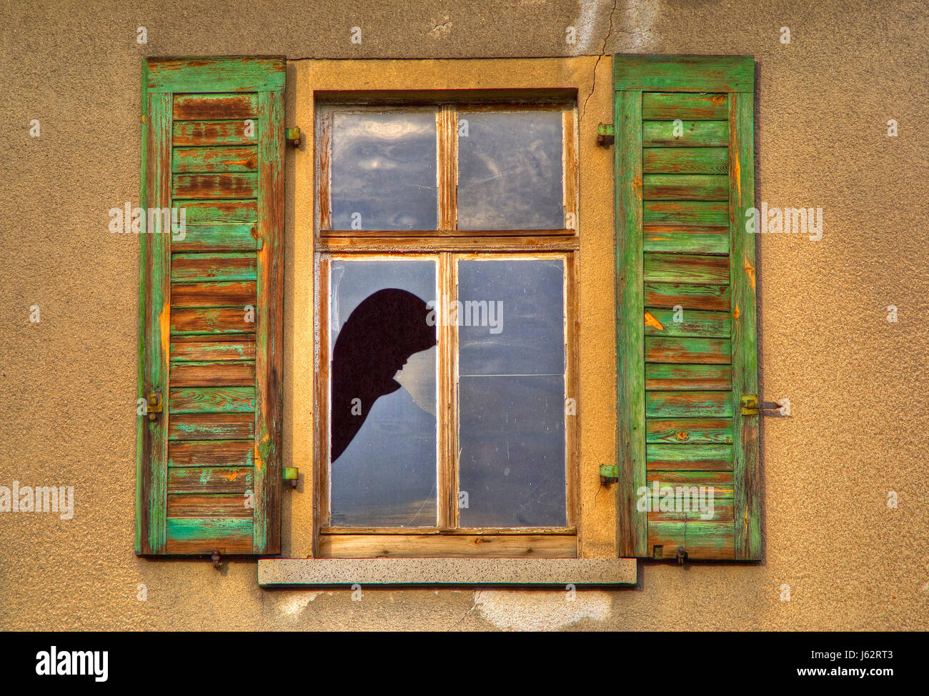 window porthole dormer window pane ailing broken shutters shutter ...