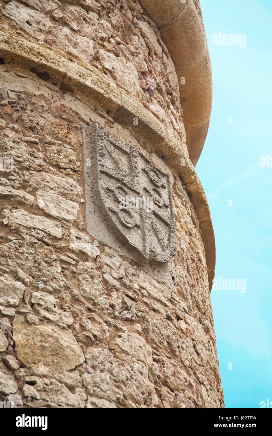 tower stone fortress palace castle turret shield chateau tower stone ...