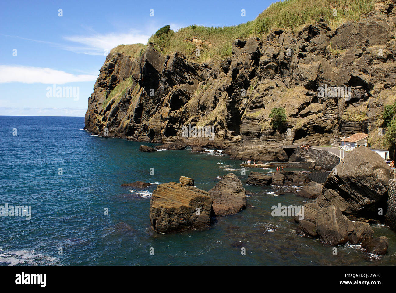 harbor rock small tiny little short bay harbours azores salt water sea ...