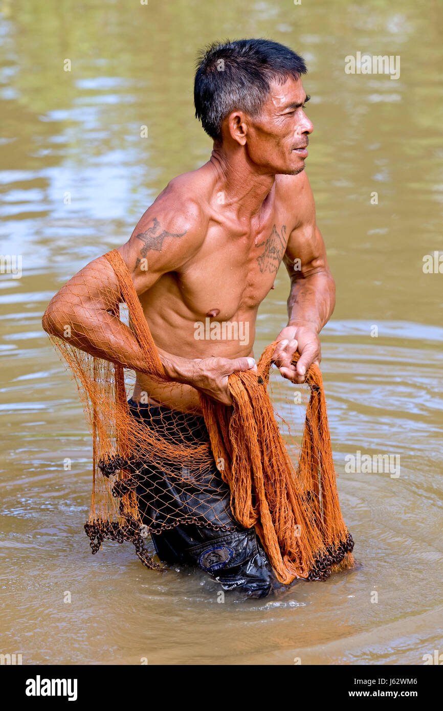 asia net thailand fisherman cast-net sport sports asia muscles angle ...