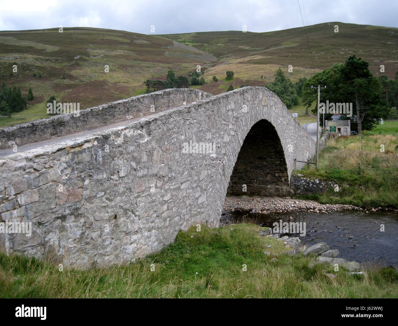 stone bridge ruin scotland river water britain house building mountains ...