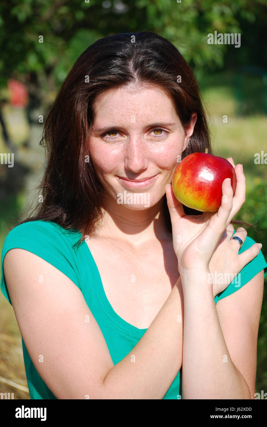 woman eco garden fruit apples apple dapper accosting pretty prettily ...