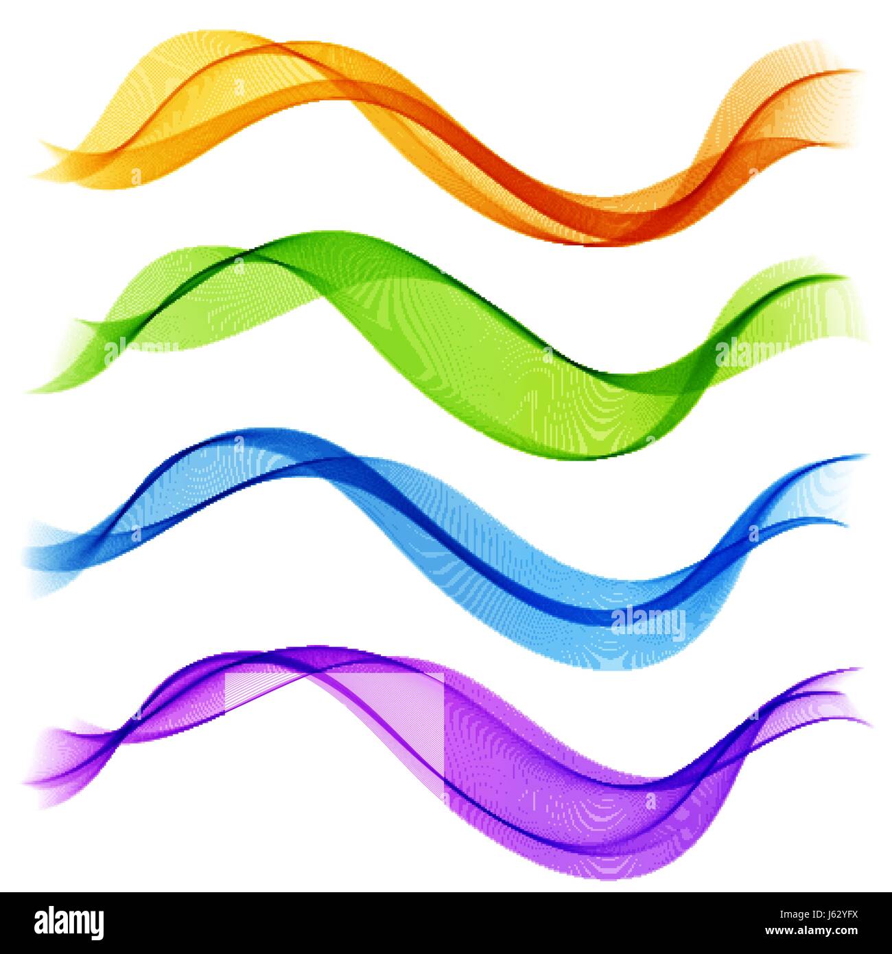 Set abstract color smoke wave. Transparent wave. Abstract smooth Vector ...