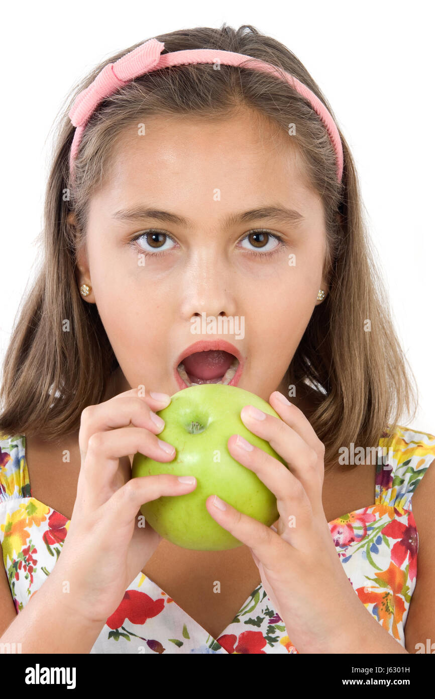 mouth face open uncap frontal eating eat eats apple girl girls gesture ...