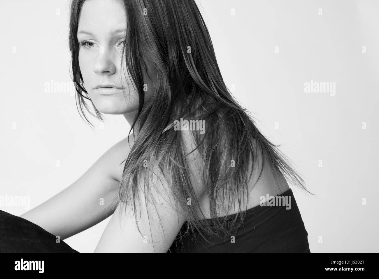 woman beautiful beauteously nice sad femininity young younger girl ...