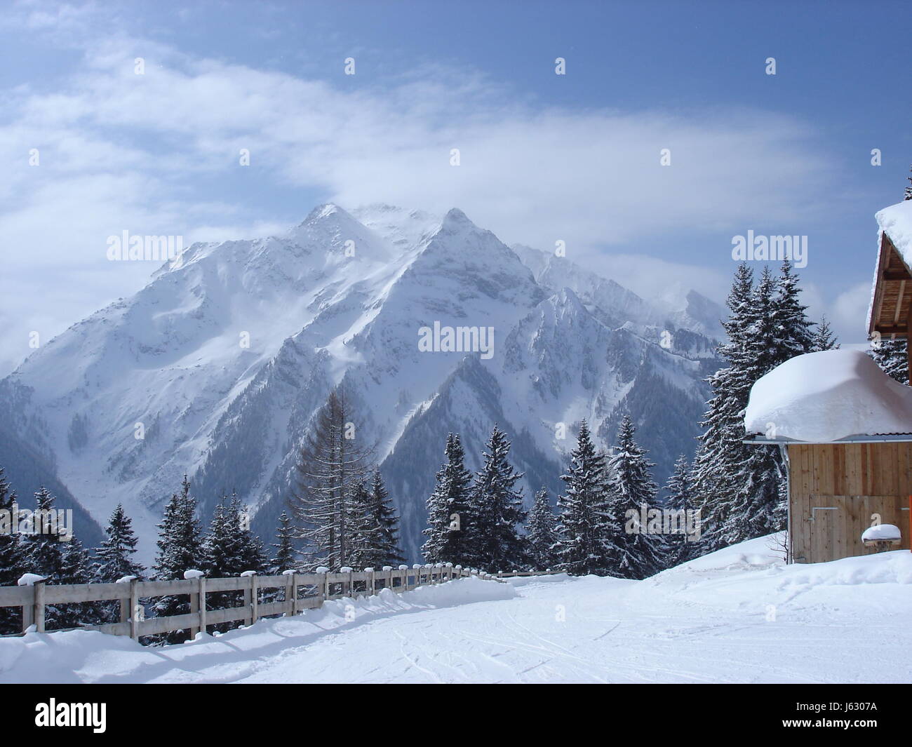 alm in winter landscape Stock Photo - Alamy