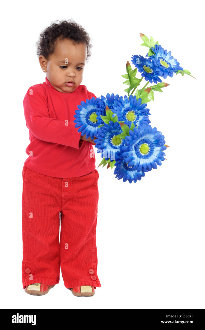 flower plant baby African adorable gesture blue humans human beings ...