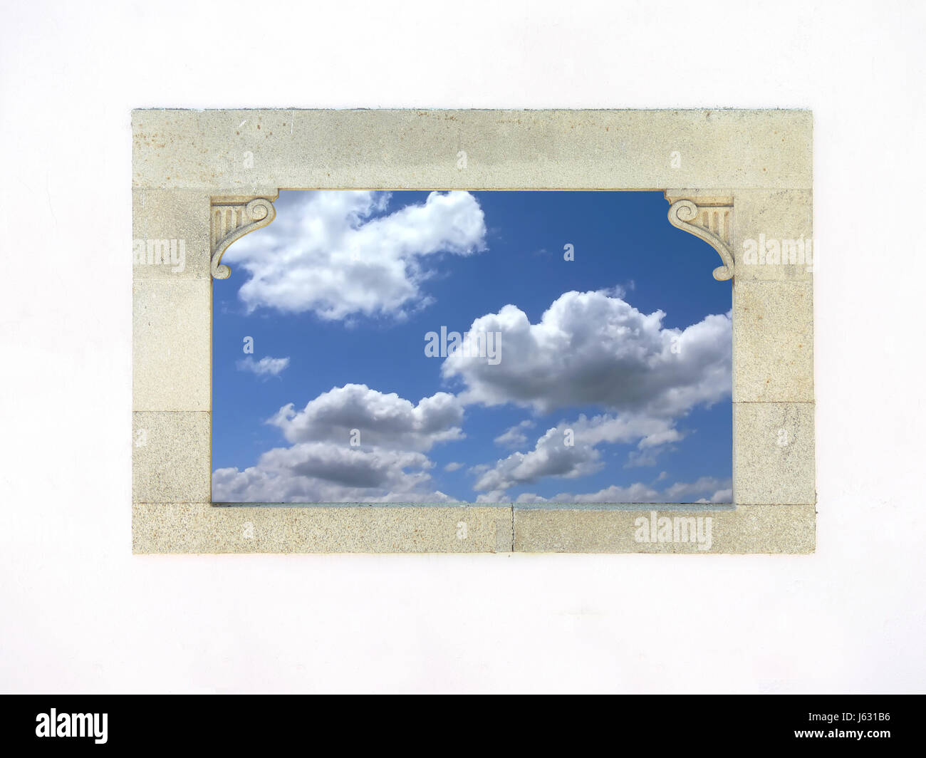 blue isolated stone clouds frames frame firmament sky windows window ...