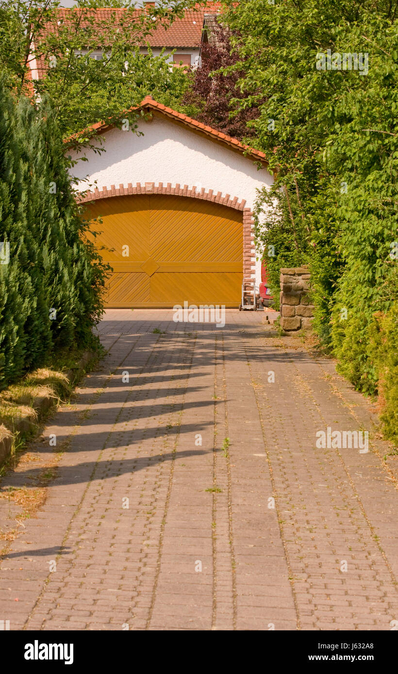 plaster garage gateway path way garage door house building ...