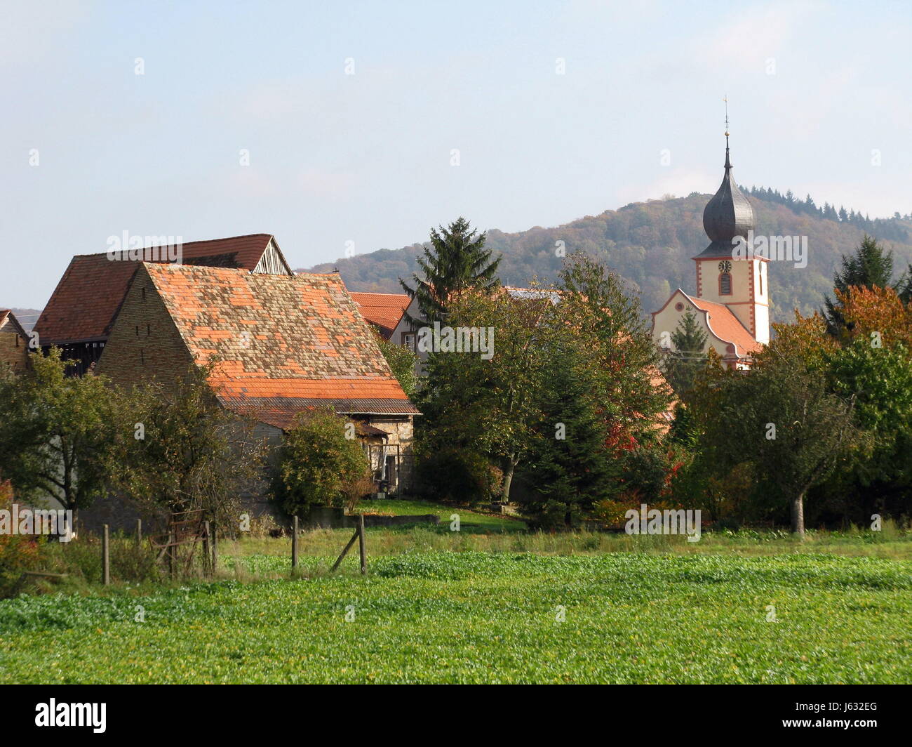 quiet place germany german federal republic church bucolic tree ...