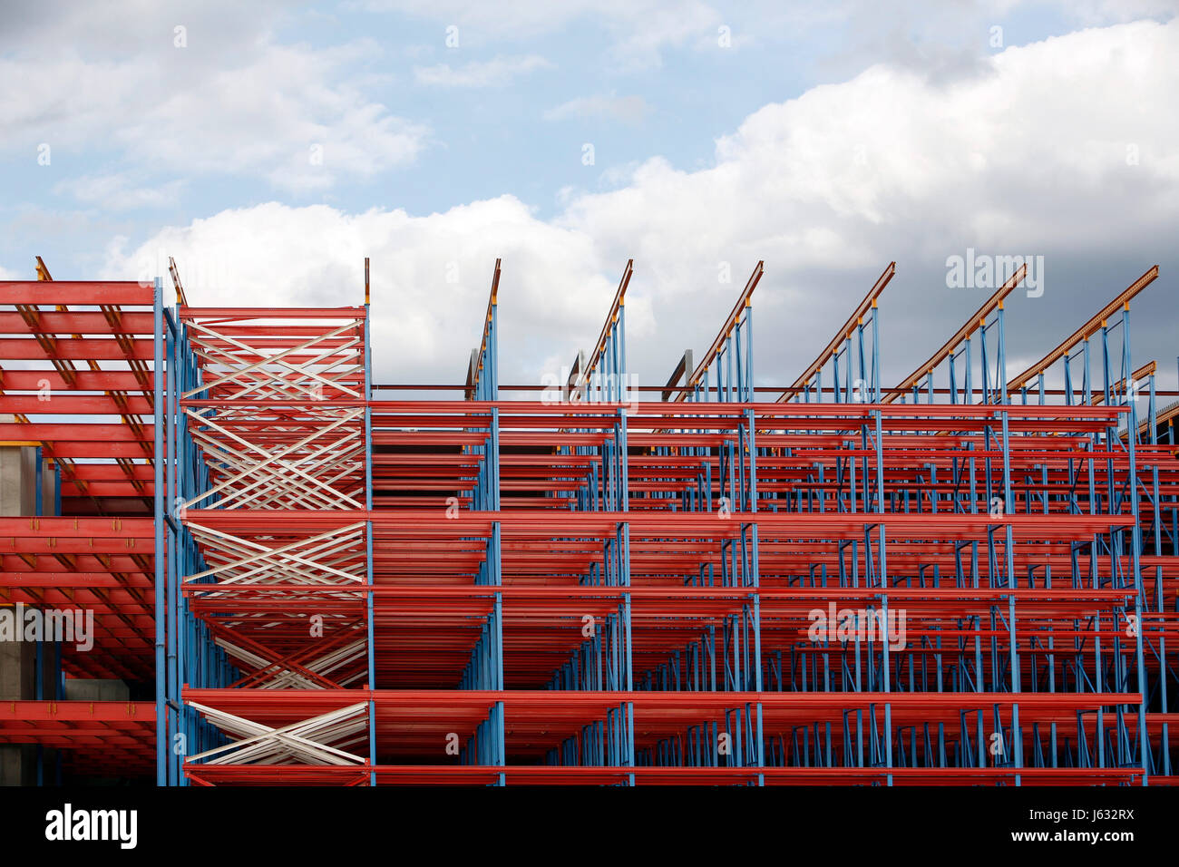 skeleton construction site blue steel scaffold scaffolding building ...