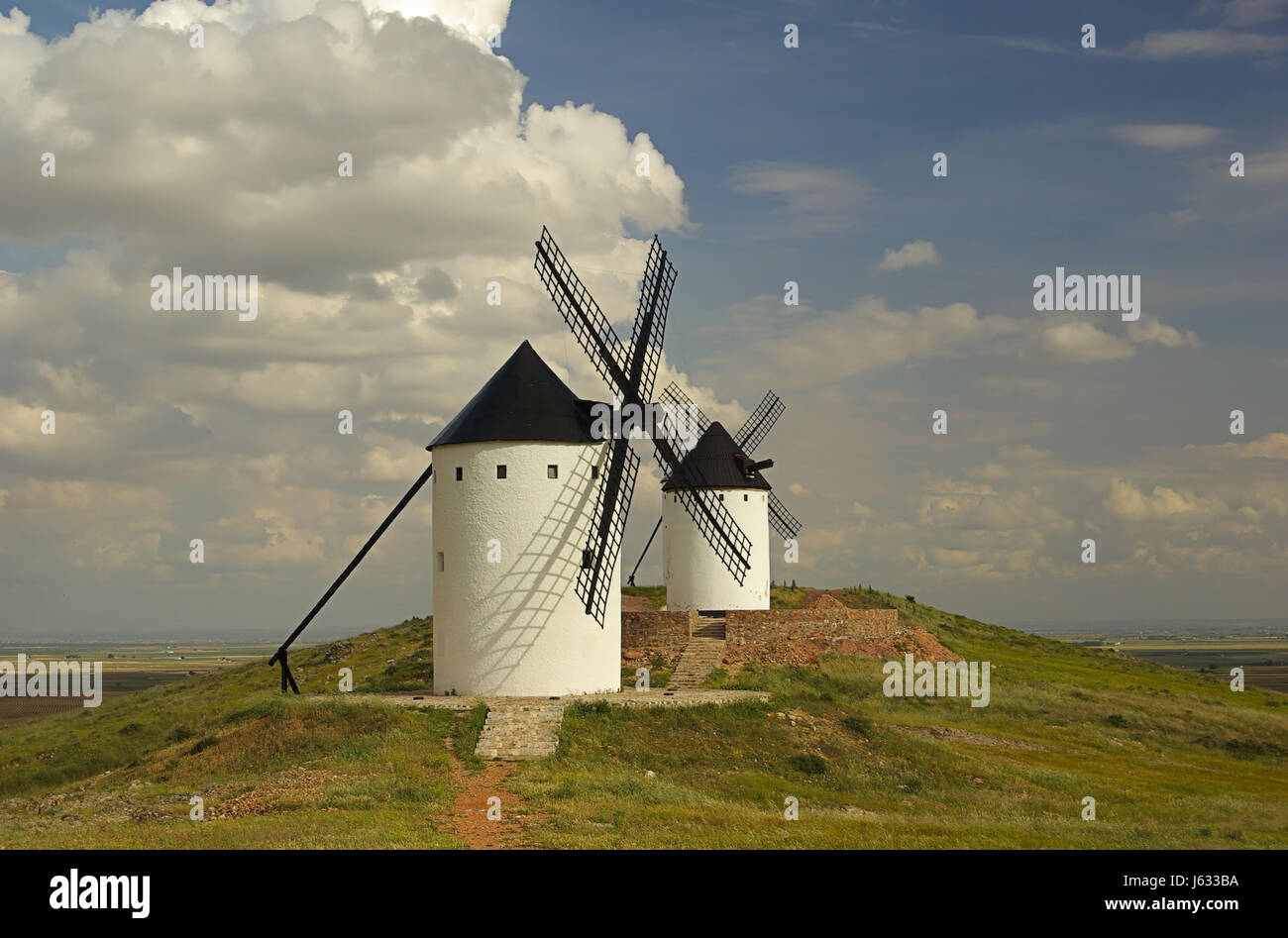 spain windmill mill blue hill turn twirl cloud field blank european ...