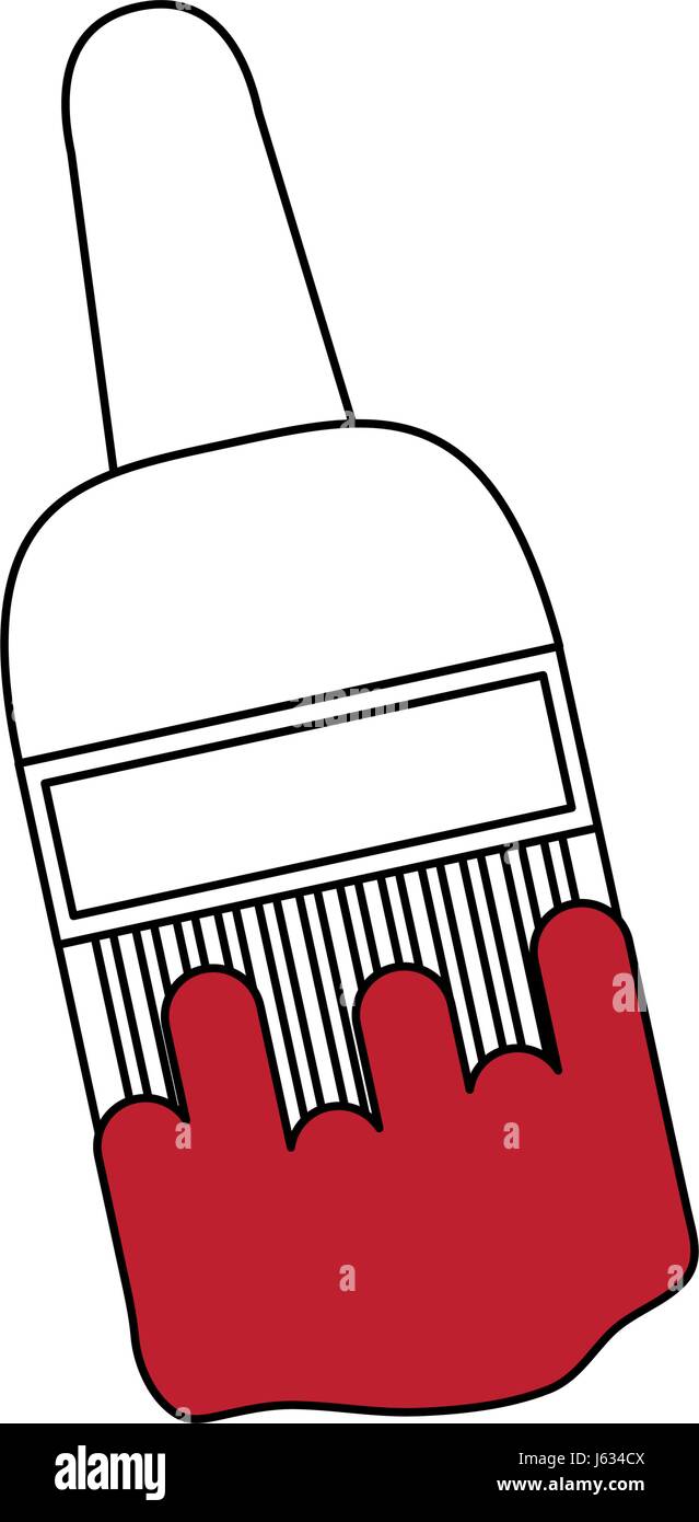 color silhouette image cartoon paintbrush with color red paint Stock ...