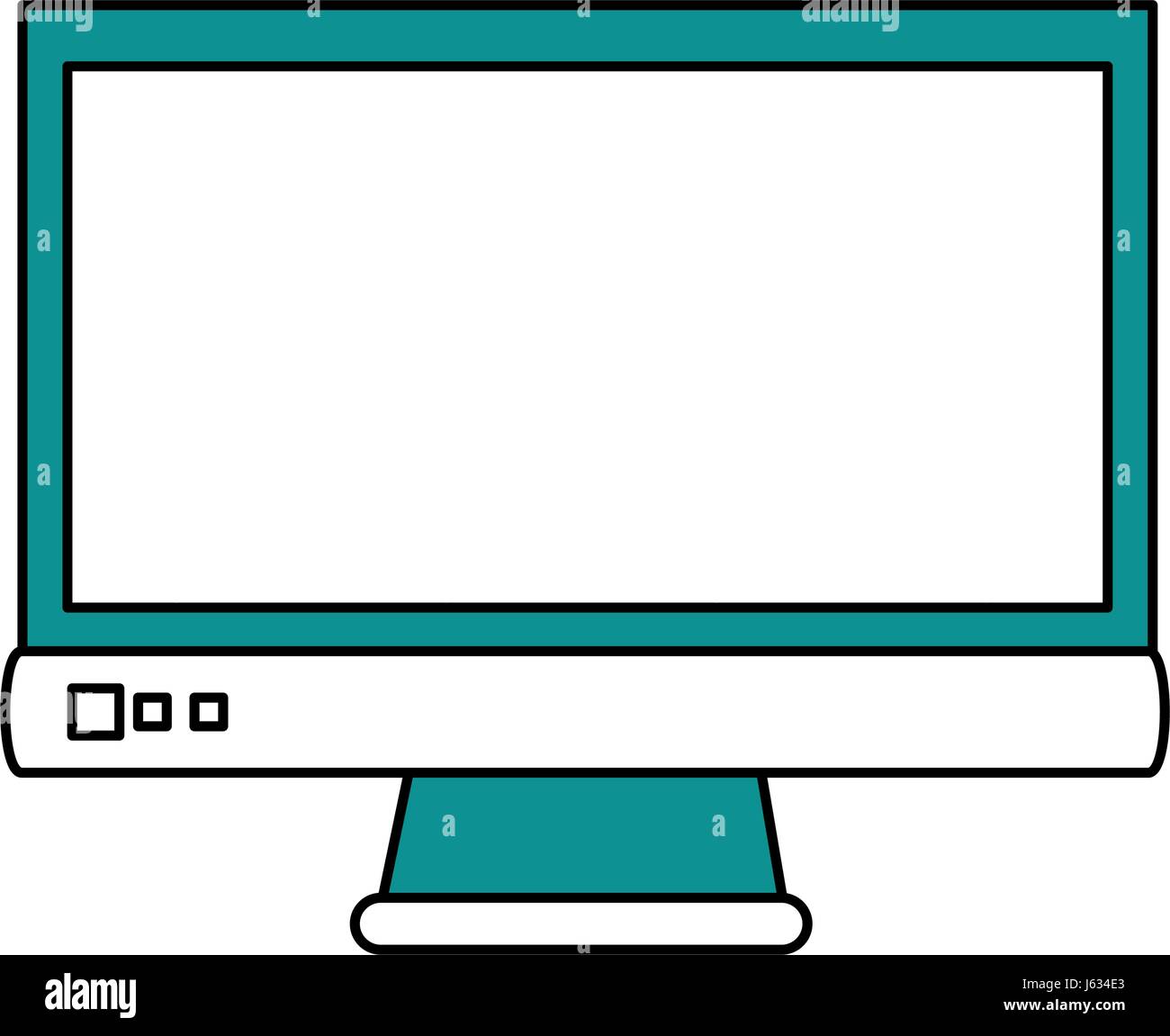 color silhouette image cartoon front view computer display with buttons ...