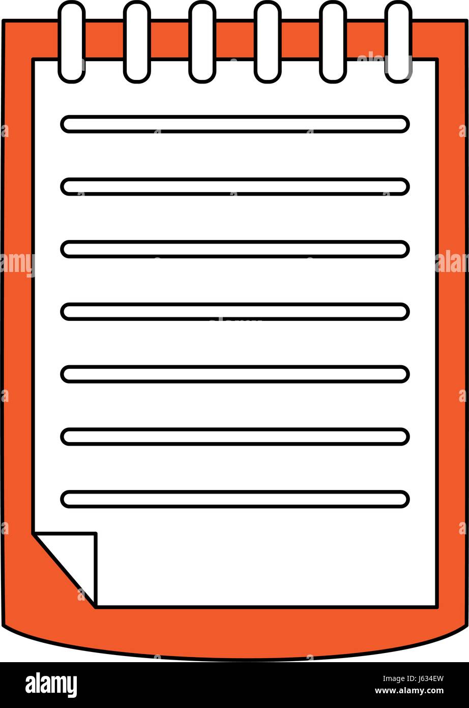 color silhouette image cartoon notebook spiral with sheets Stock Vector ...