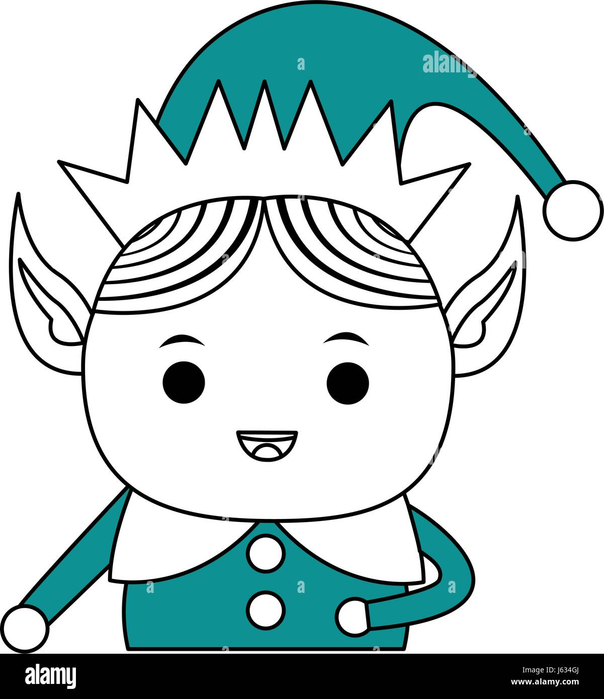 color silhouette image cartoon half body christmas elf Stock Vector ...