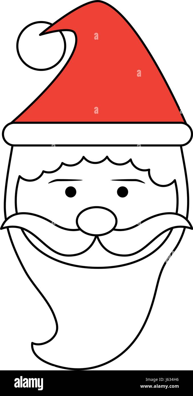 color silhouette image cartoon front view face santa claus portrait ...