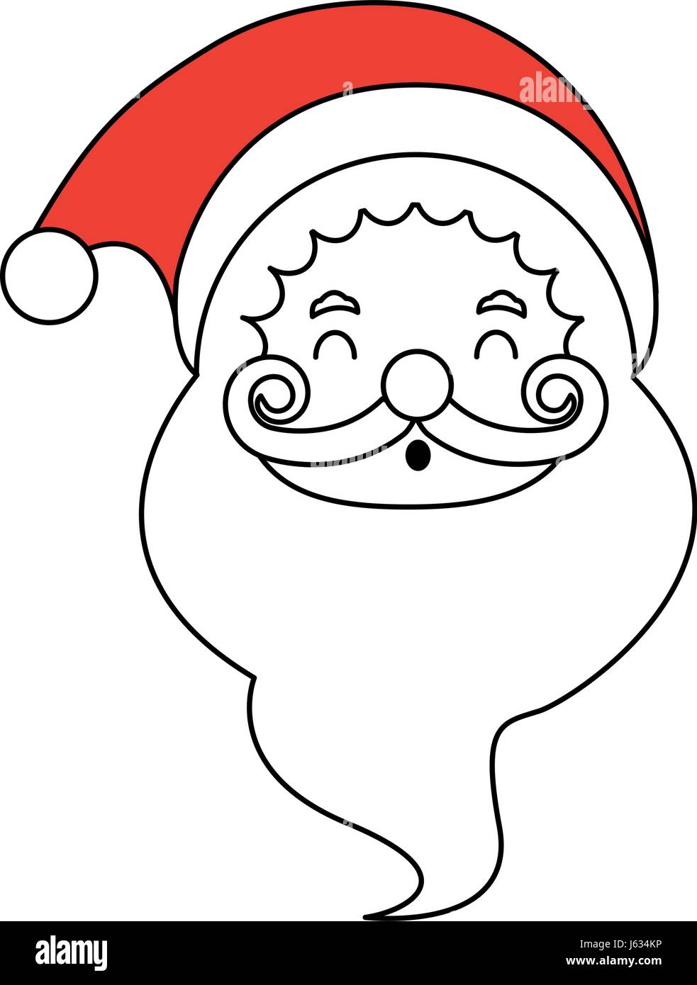 color silhouette image cartoon front view face santa claus smiling ...