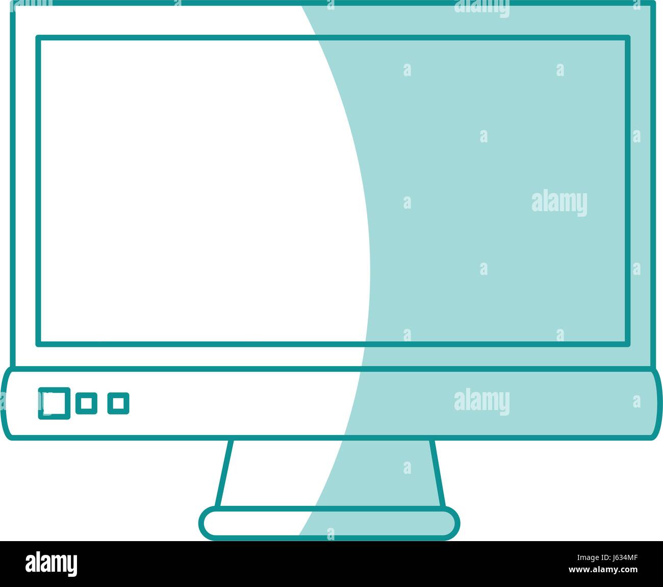 blue shading silhouette image cartoon front view computer display with ...