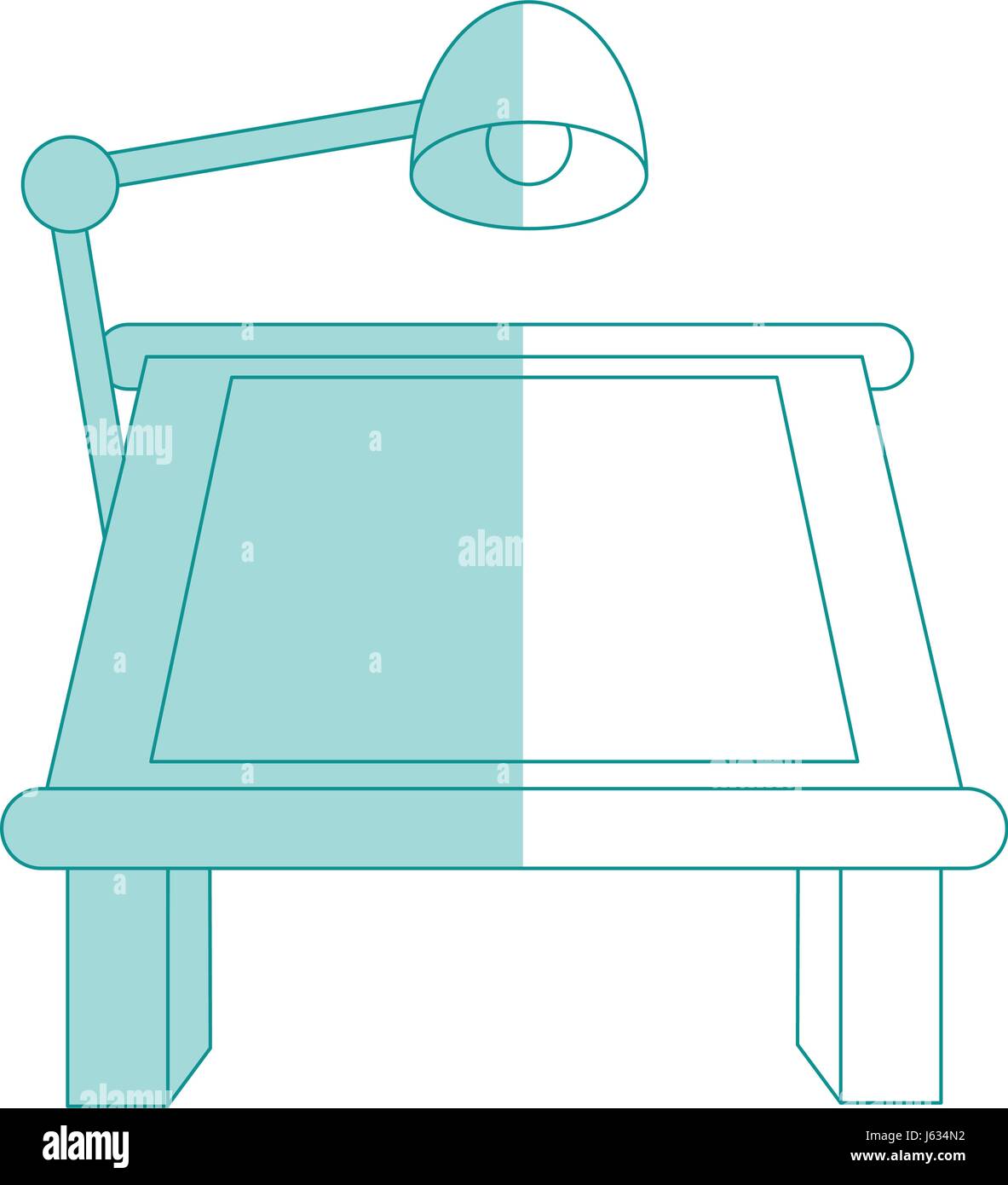 blue shading silhouette cartoon drawing table with lamp Stock Vector ...