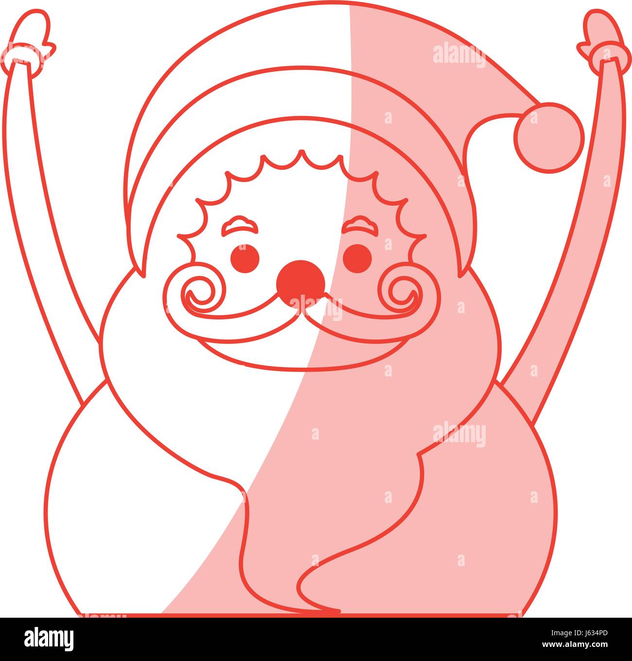 red shading silhouette cartoon half body fat santa claus with hands up ...