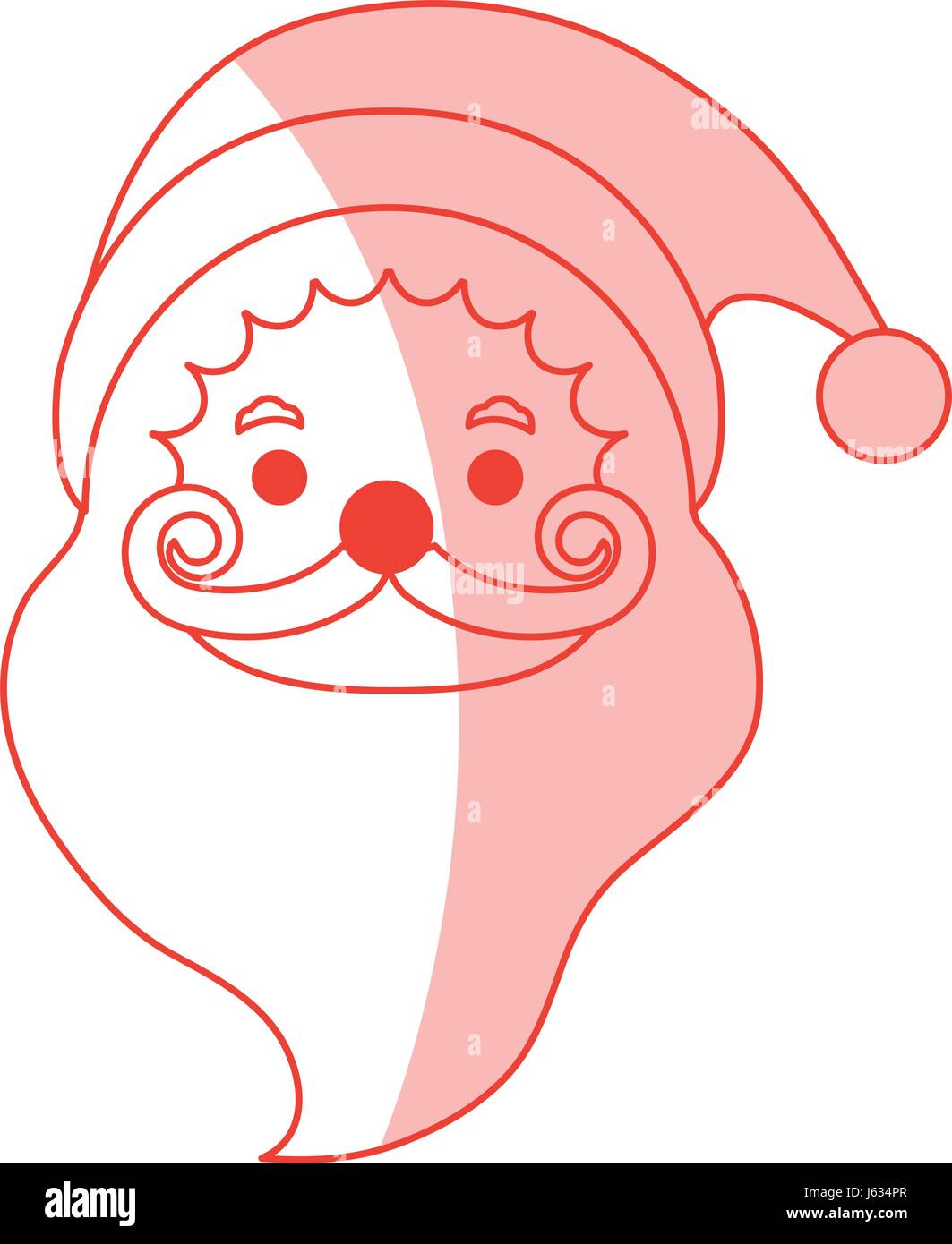 red shading silhouette cartoon front view face santa claus Stock Vector ...