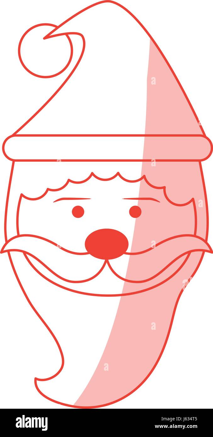 red shading silhouette cartoon front view face santa claus portrait ...