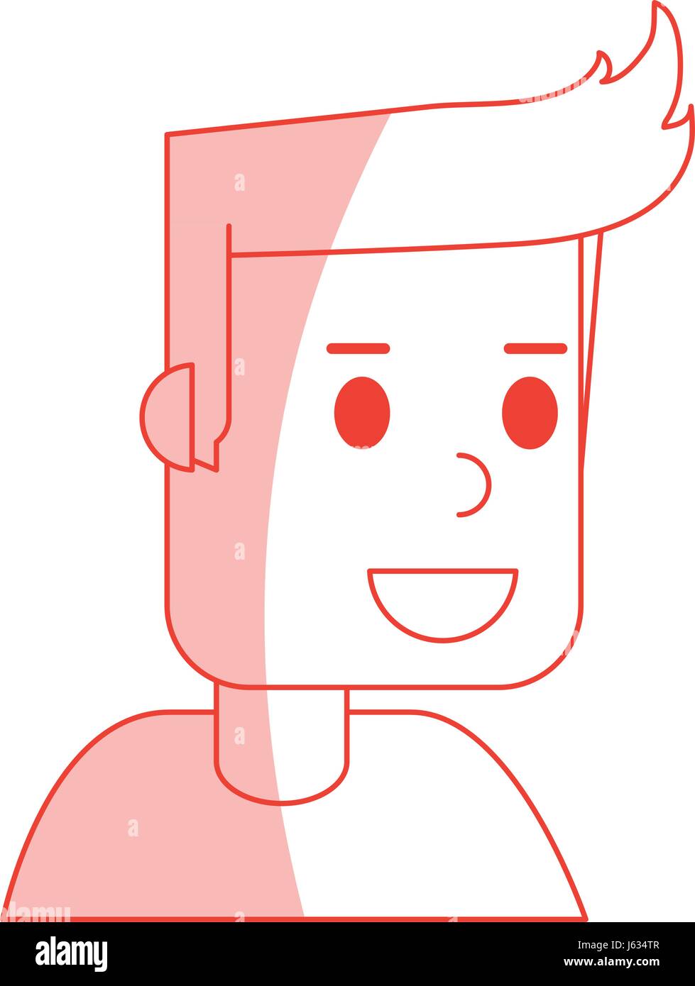 red shading silhouette cartoon side view half body guy with hairstyle ...