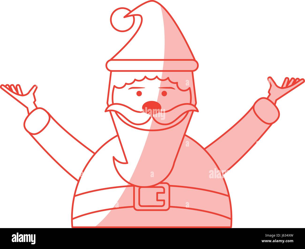 red shading silhouette cartoon half body fat santa claus modern with ...